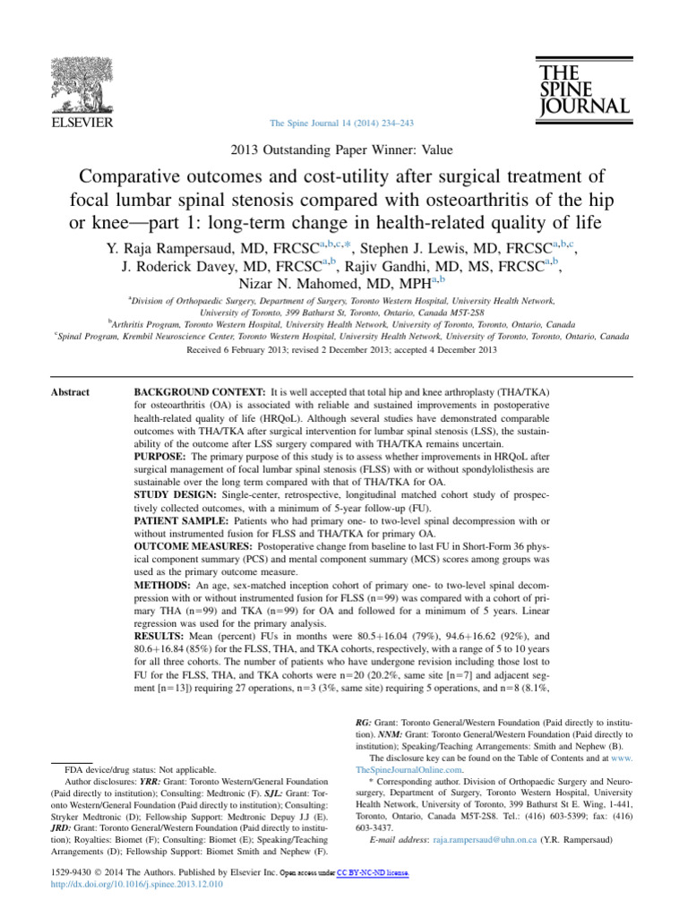 Comparative Outcomes and Cost Utility After Surgic | PDF