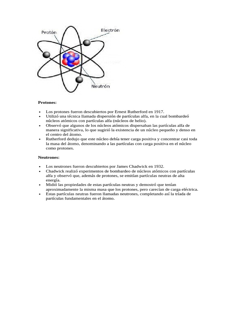 Electrones, Protones y Neutrones | PDF | Núcleo atómico | Átomos