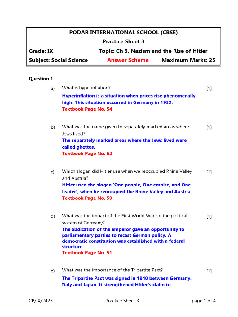 1724839840502.WS 3 - Nazism and The Rise of Hitler - Practice Sheet 3 | PDF