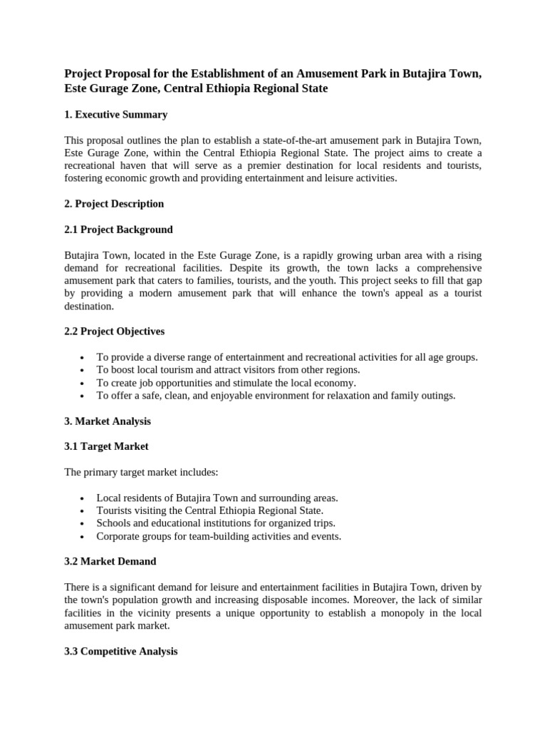 Project Proposal For The Establishment of An Amusement Park in Butajira ...