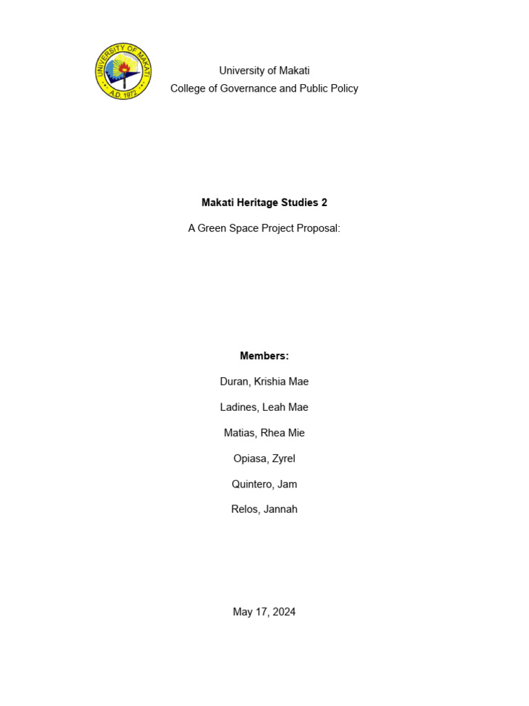 Green Space Project Proposal Pdf 6724