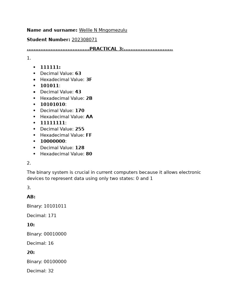 PRACTICAL 3 For Welile | PDF