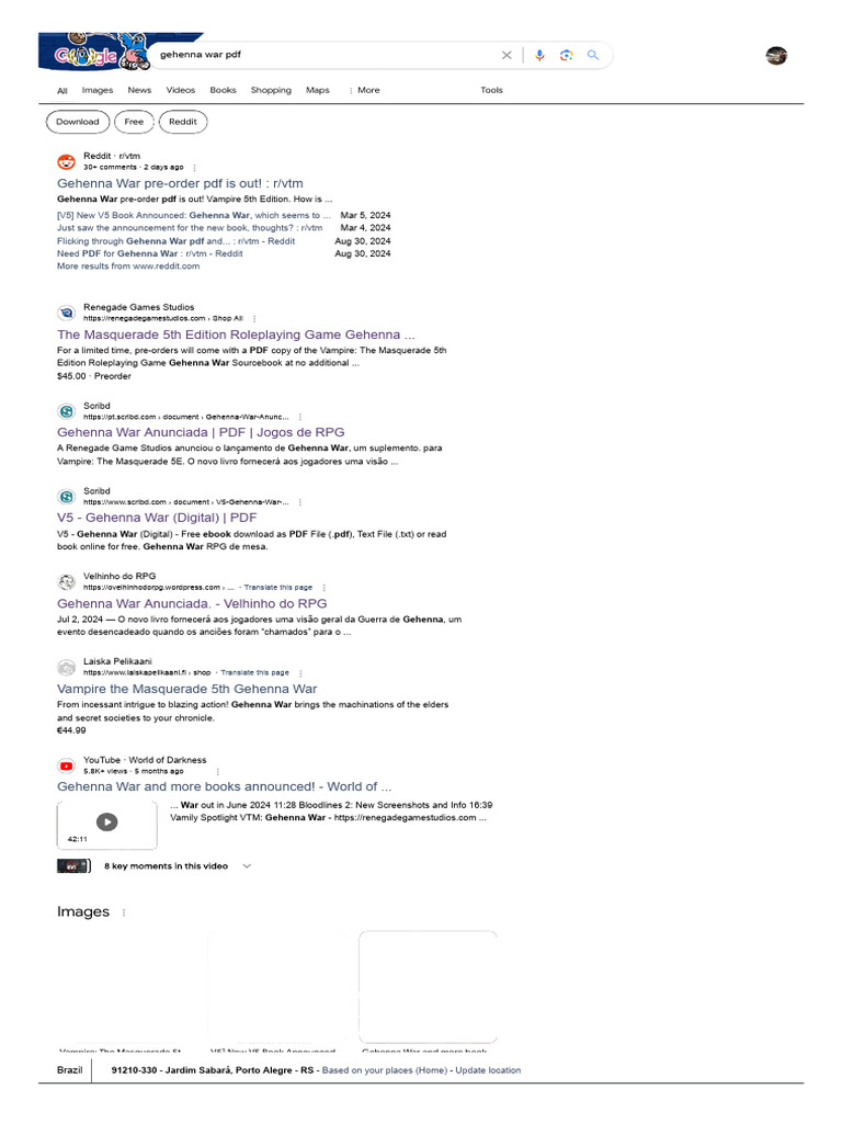 Gehenna War Pre-Order PDF Is Out!: R/VTM: The Masquerade 5th Edition Roleplaying Game Gehenna ...