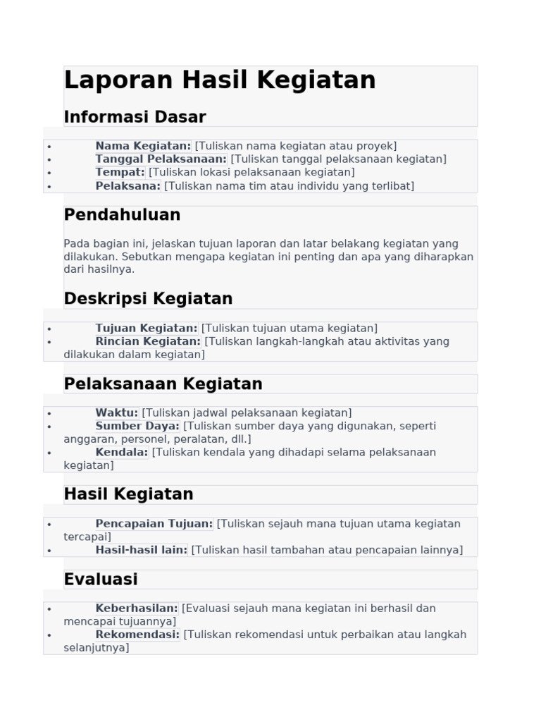 Materi Laporan Hasil Kegiatan | PDF