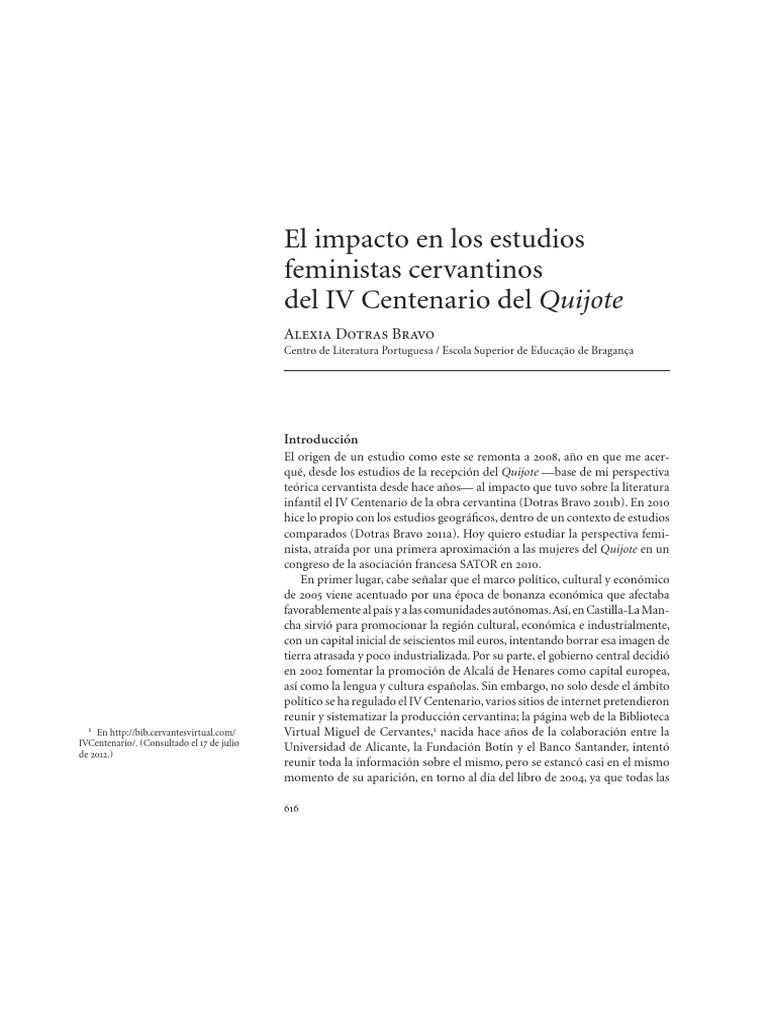 Dotras Bravo - Feminismocervantino | PDF | Don Quijote | Miguel De ...