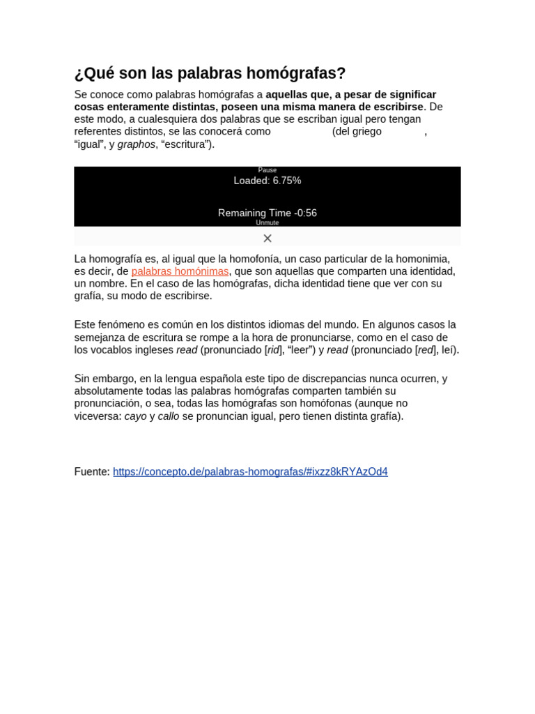 Qué Son Las Palabras Homógrafas | PDF