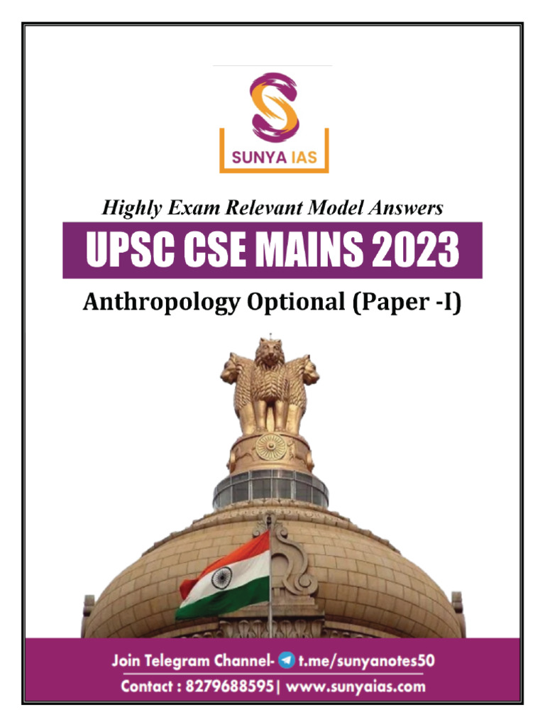 Anthro PYQ - 2023 - Paper I - Solved - Sunya IAS - F | PDF