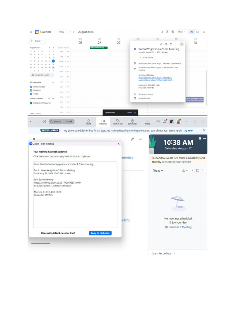 Zoom & Calendar | PDF