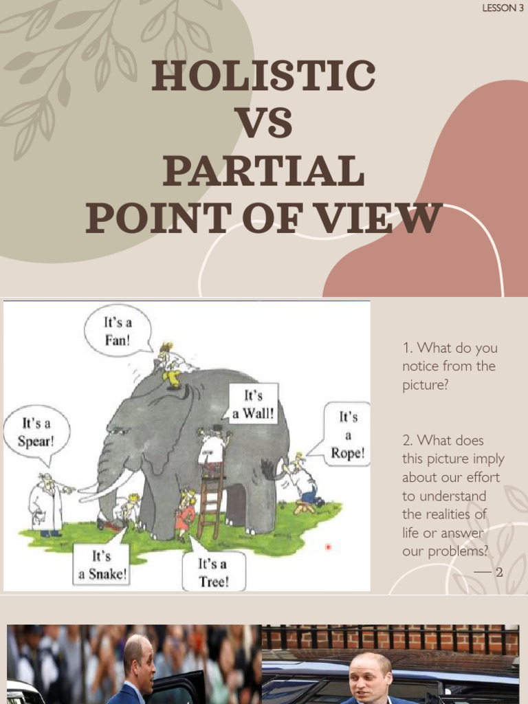 Lesson 3 Holistic VS Partial Point of View | PDF | Thought | Self ...