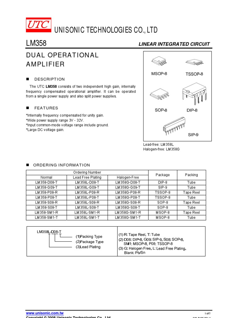 LM358 | PDF | Power Supply | Operational Amplifier