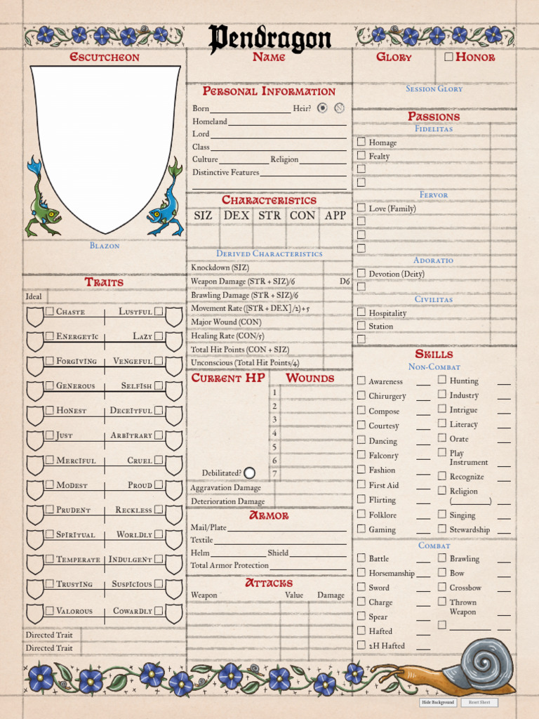 PEN Character Sheet (Autocalc) | PDF