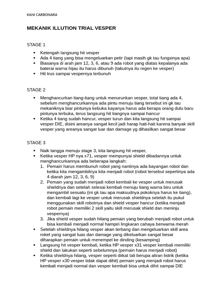 MEKANIK ILLUTION TRIAL VESPER | PDF