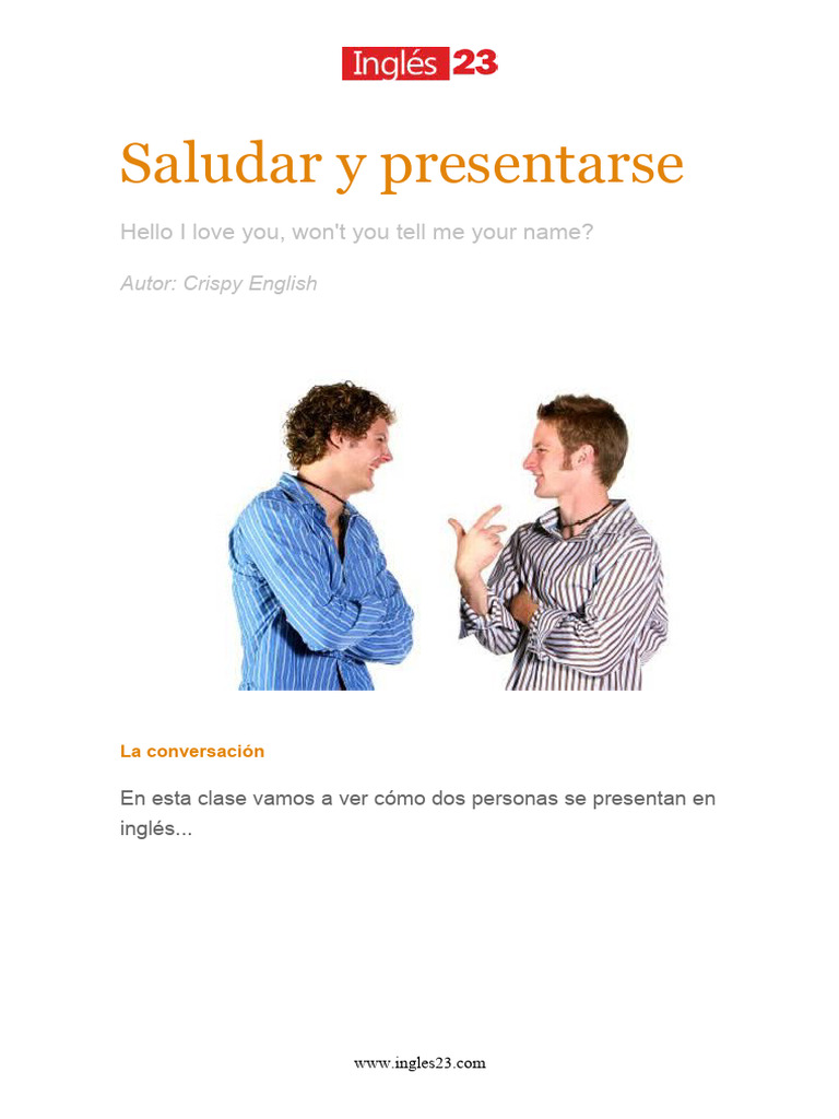 Saludar Presentarse | PDF