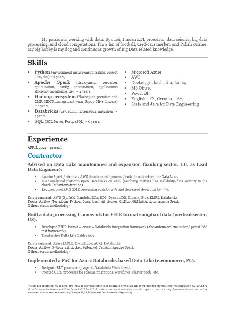 Databricks Developer Resume | PDF Databricks Developer Resume | PDF