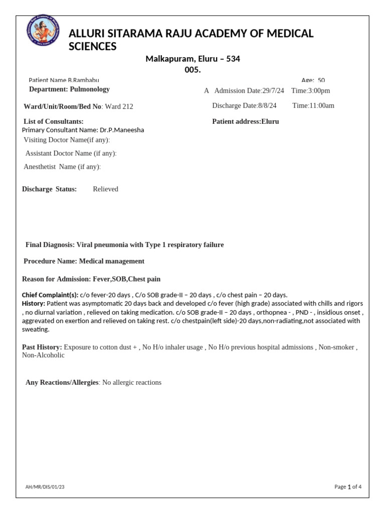 Rambabu Discharge | PDF