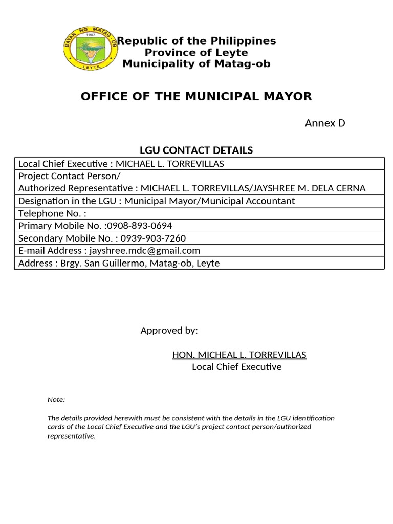 Lgu Contact Details | PDF