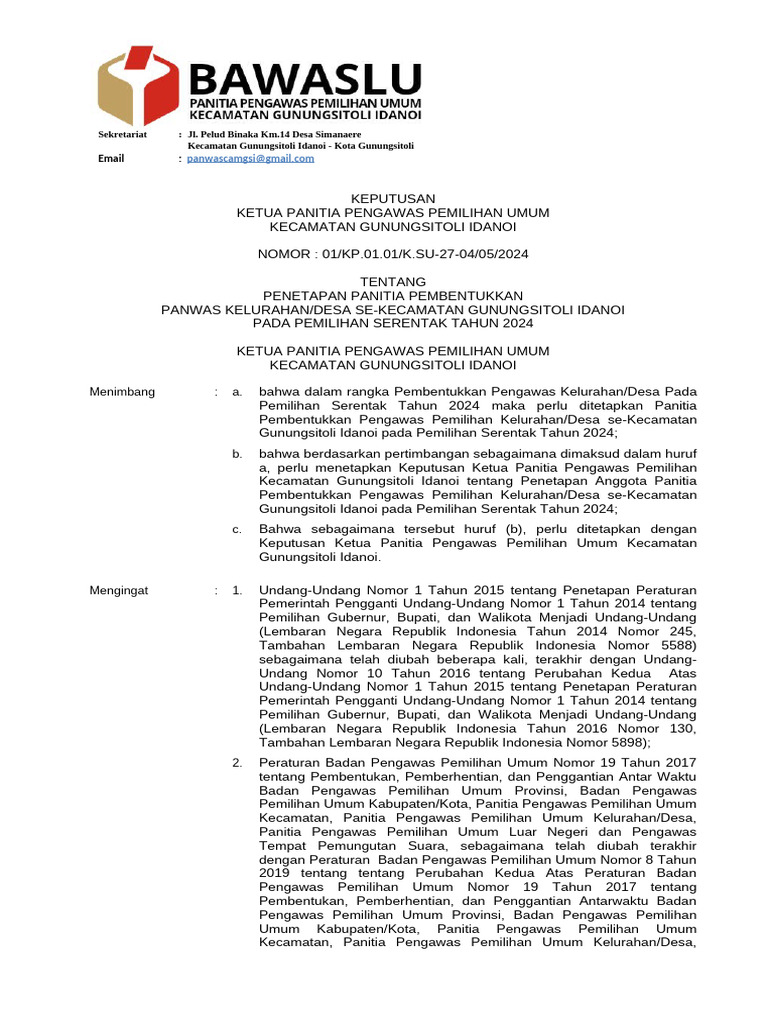 SK Panitia Perekrutan PKD | PDF