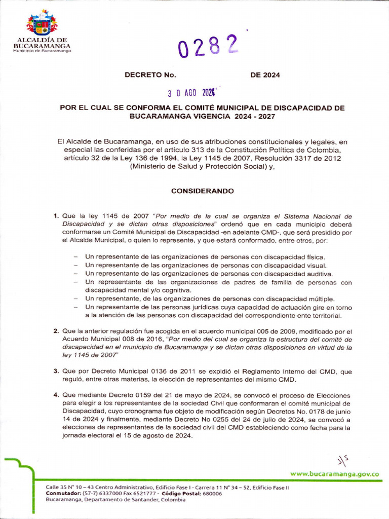 Conformación del CMD Bucaramanga 2024-2027 | PDF | Gobierno