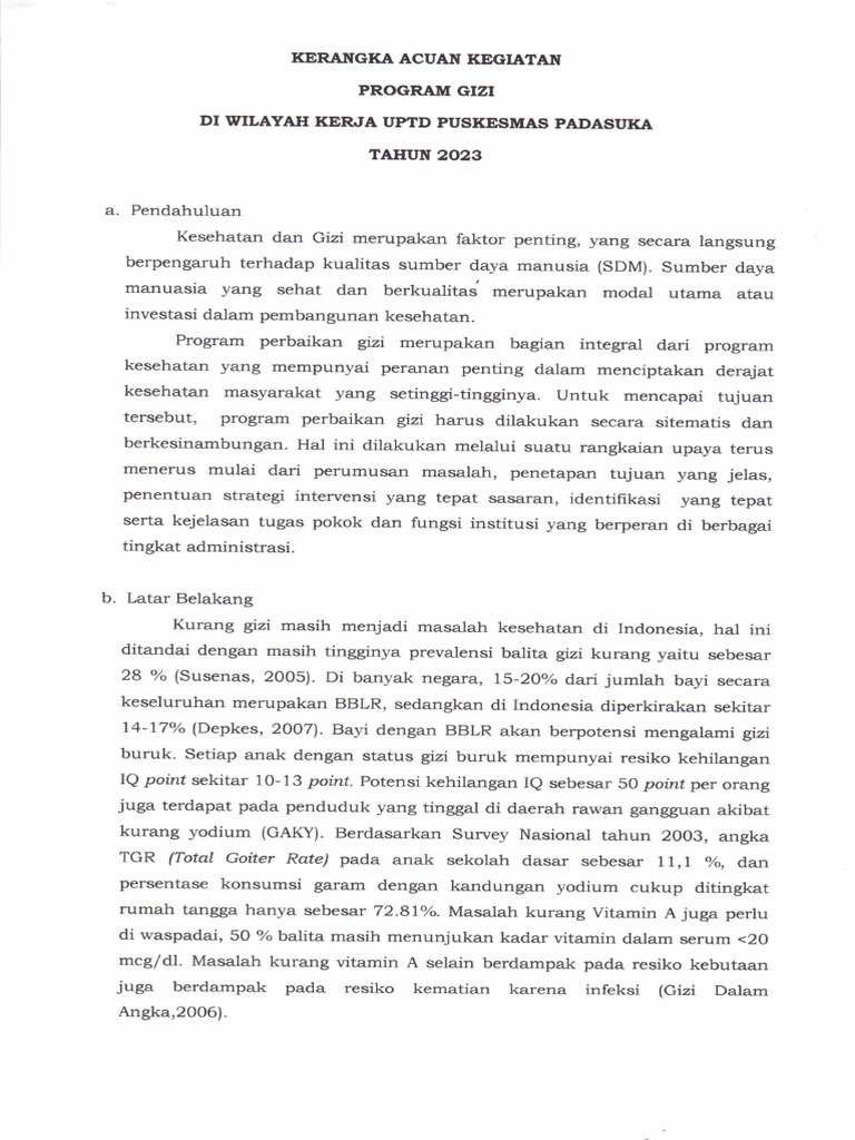 Kak Program Gizi | PDF