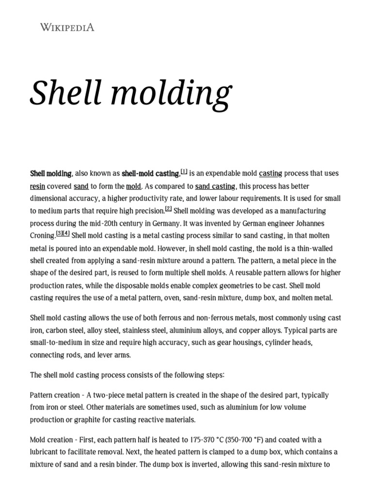 Shell Molding Process Explained | PDF | Metals | Home & Garden