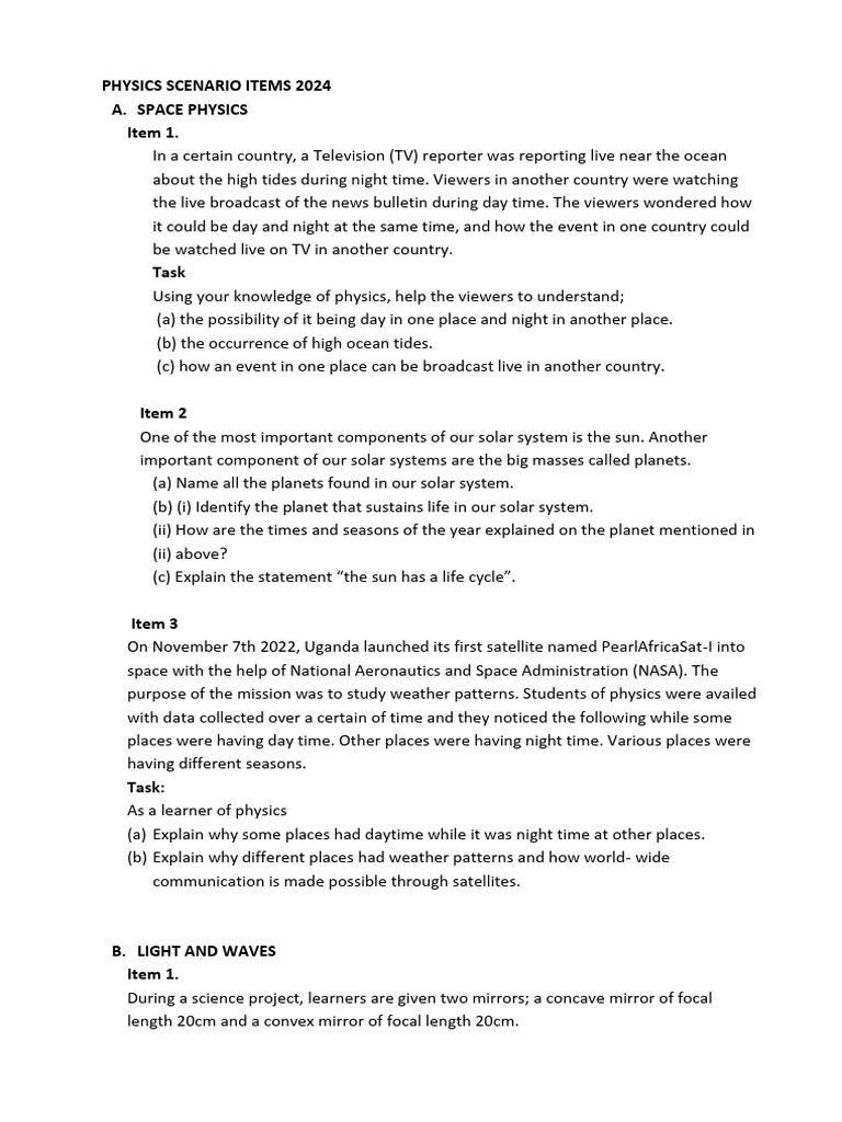 Physics Scenarios 2024 | PDF