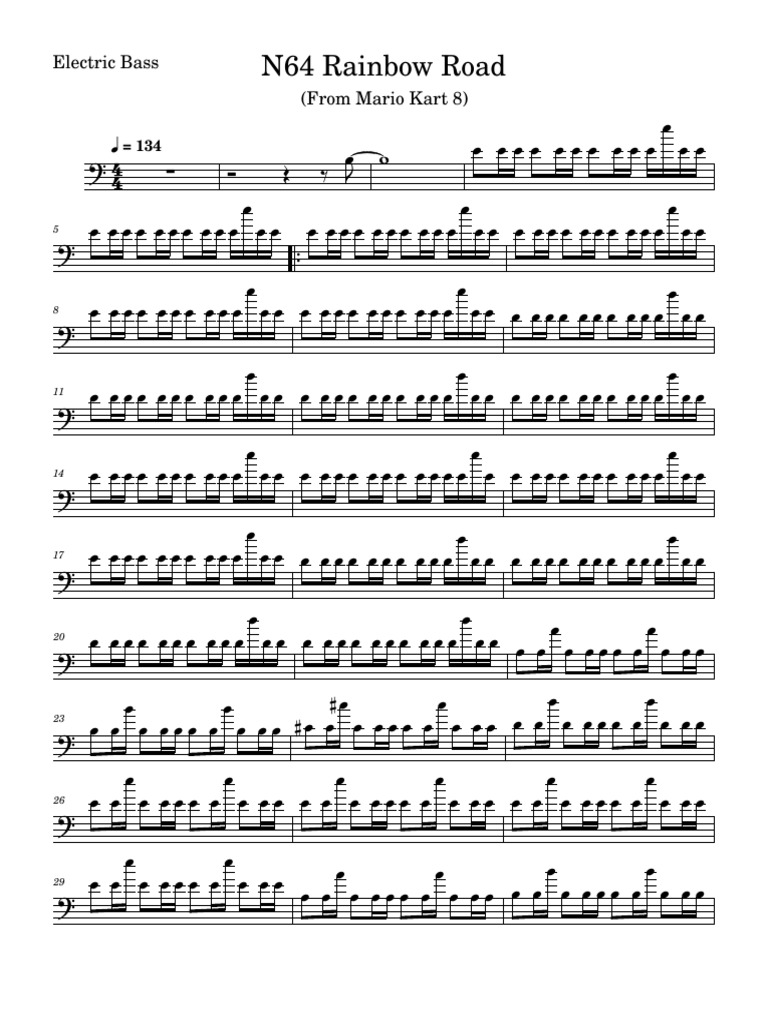 N64 Rainbow Road-Electric - Bass | PDF