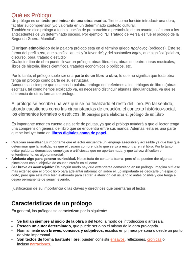 Qué es Prólogo | PDF