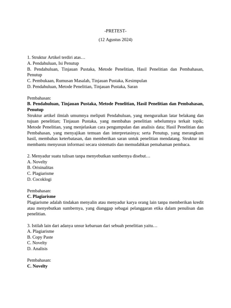PRETEST | PDF