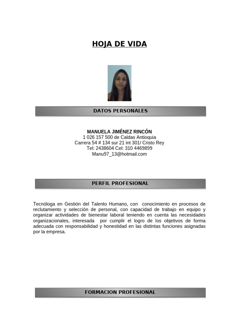 Hoja de Vida | PDF
