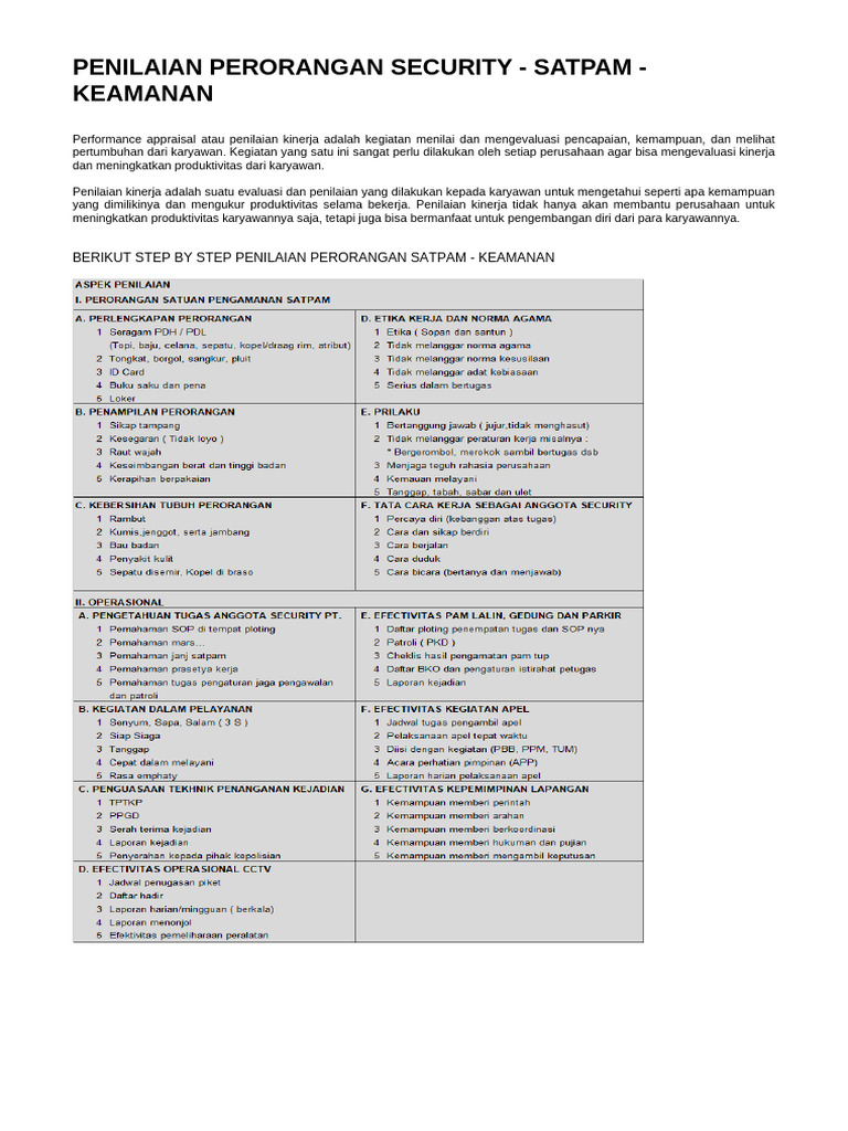 Penilaian Perorangan Security | PDF