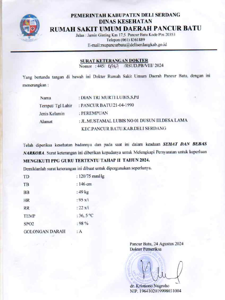 Scan Surat Sehat Dian | PDF