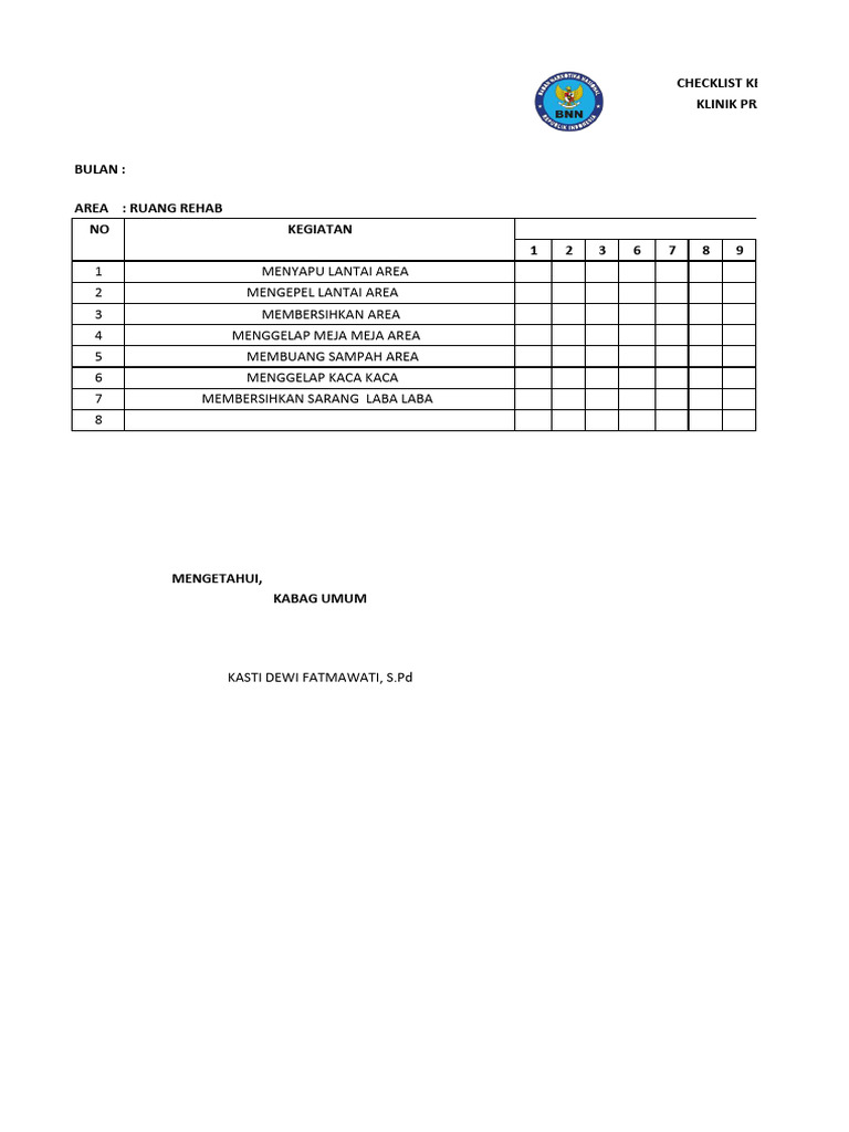 Checklist-Kerja-Cleaning-Service 2 | PDF