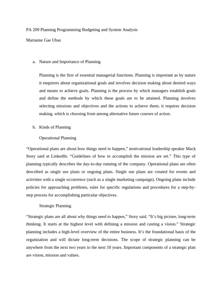 PA 209 Planning Programming Budgeting and System Analysis | PDF