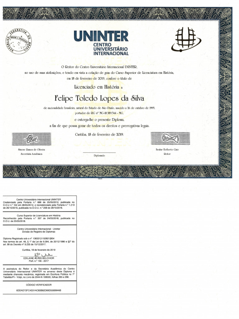 Diploma de Graduaã Ã o Uninter | PDF