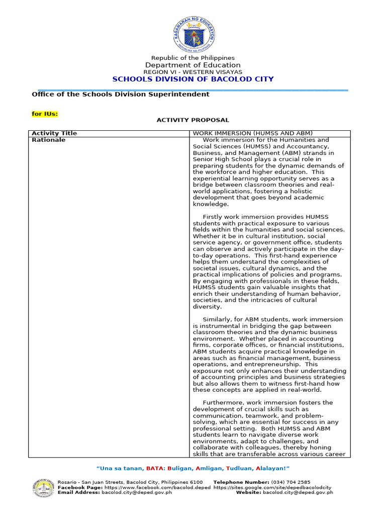 Activity Proposal INSURANCE IMMERSION | PDF