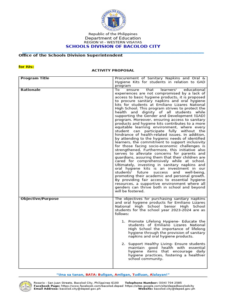 Activity Proposal - Gad 2024 | PDF