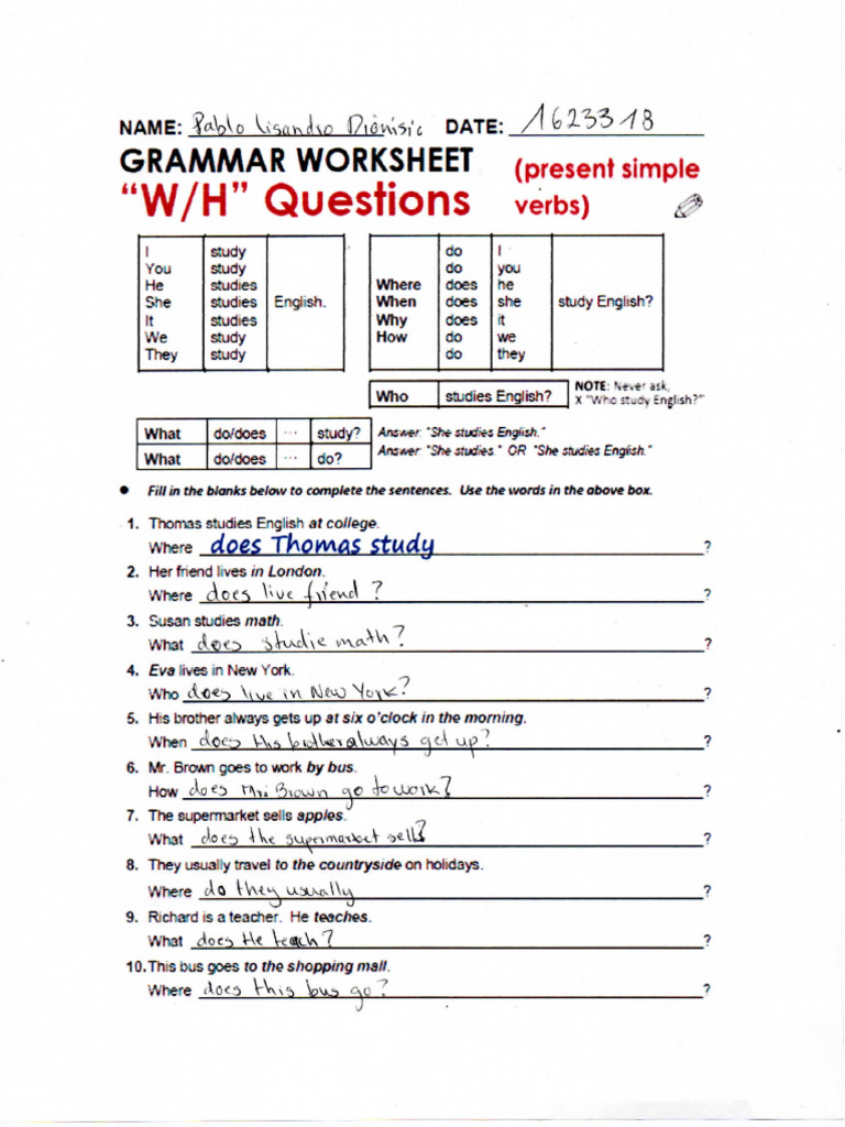 Grammar Worsheet | PDF