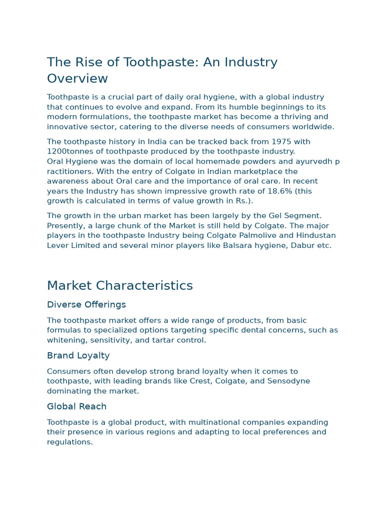 The Rise of Toothpaste | PDF