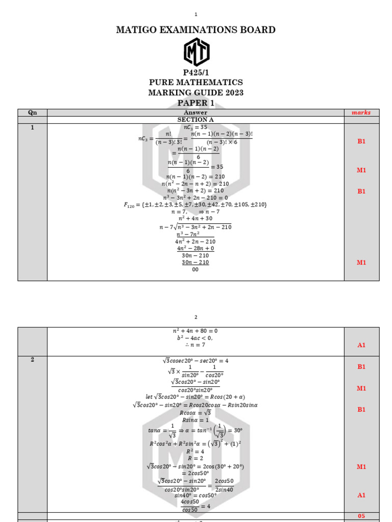 Matigo Mocks Uace MTC1 Guide 2023 | PDF