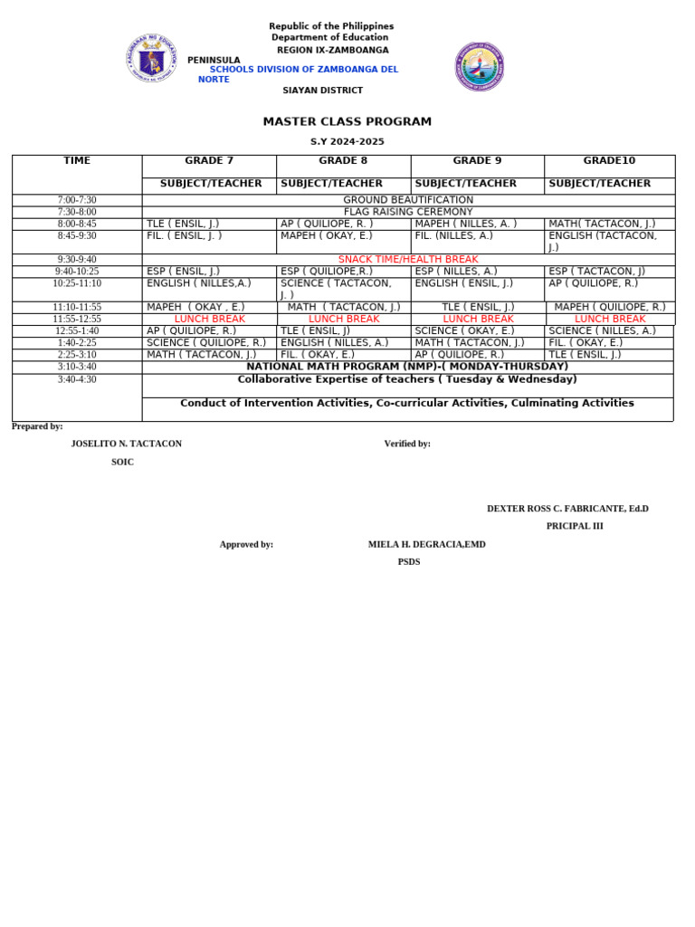 Master Class Program 2024-2025new | PDF