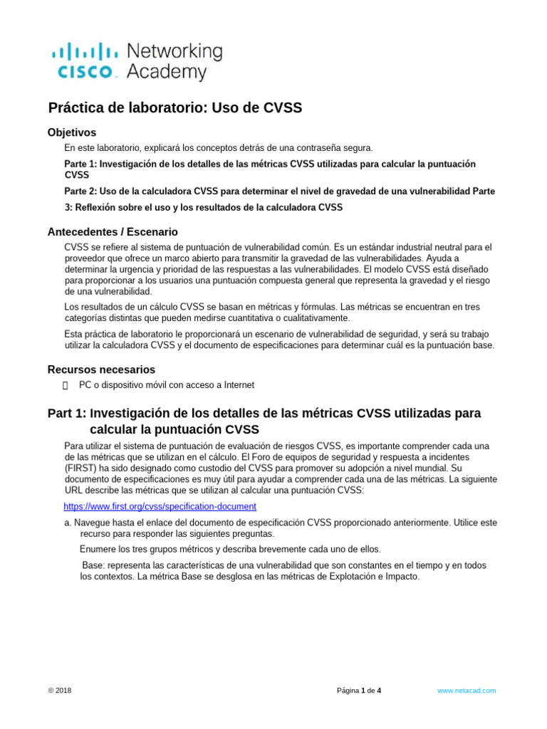 6.2.1.9 Lab - Using The CVSS - En.es | PDF