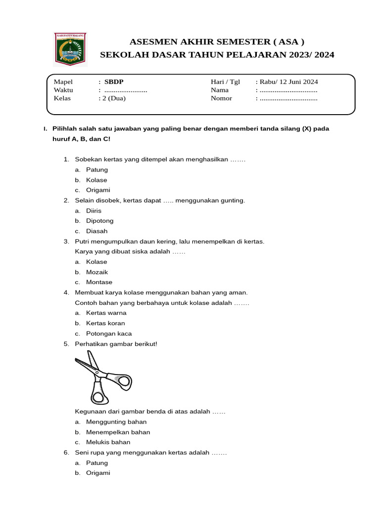 Soal Ujian Seni Kls 2 | PDF
