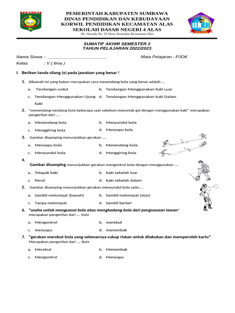 Soal2 Pas Pjok KLS 5 S-2 | PDF
