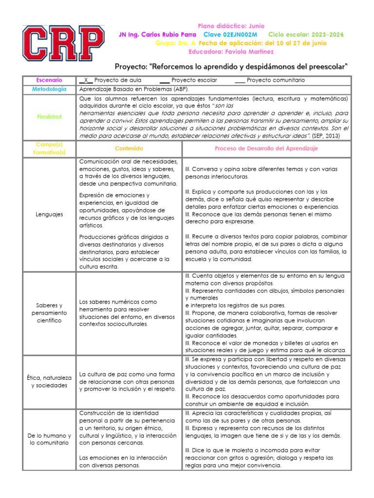 PLAN JUNIO 2024 | PDF