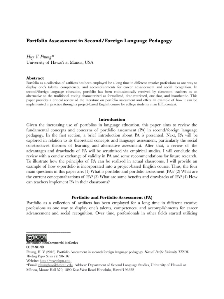 Portfolio Assessment in EFL | PDF