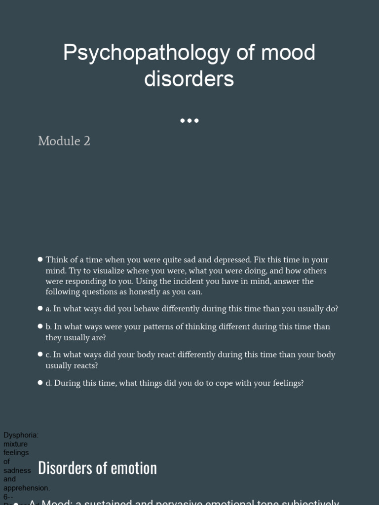 Psychopathology of Mood Disorders | PDF