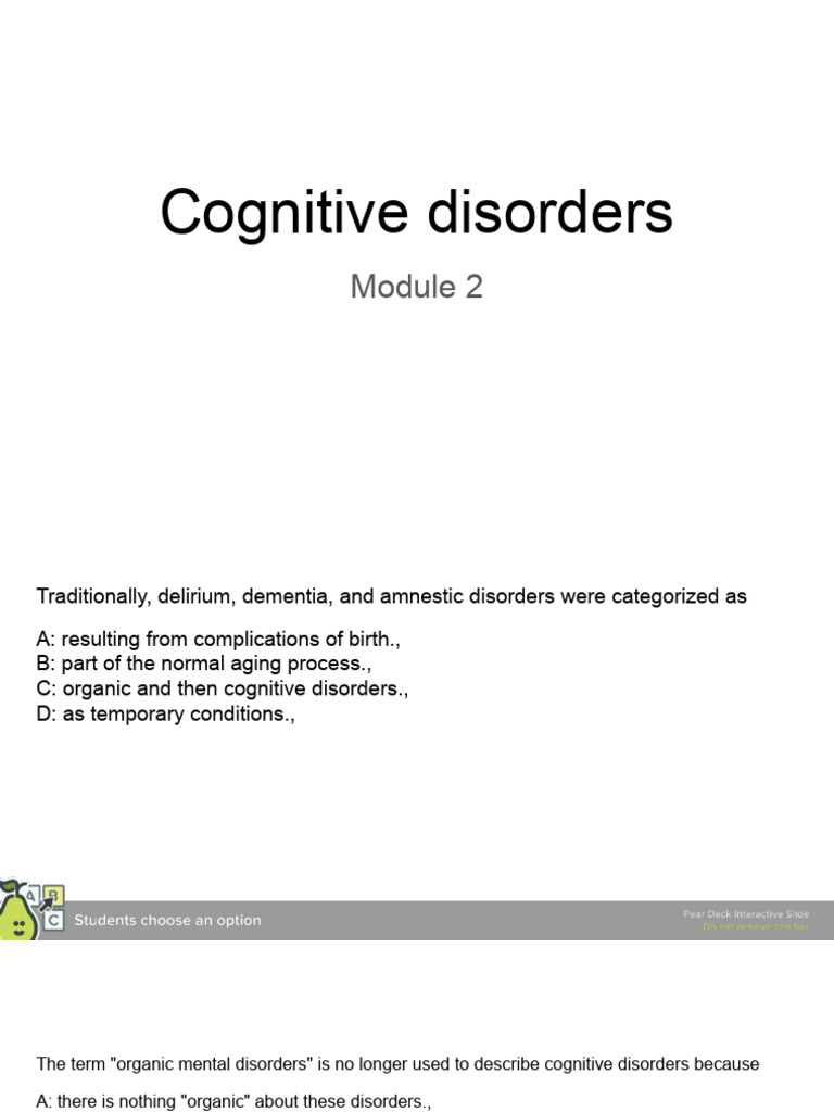Cognitive Disorders | PDF