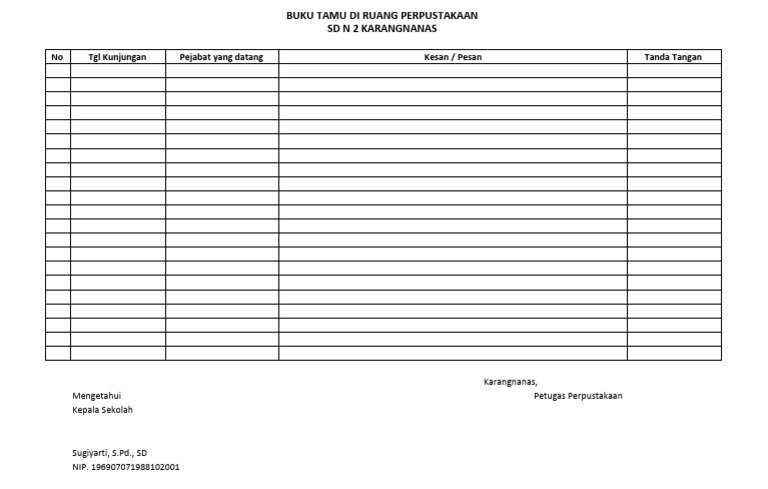 Buku Tamu Perpustakaan | PDF