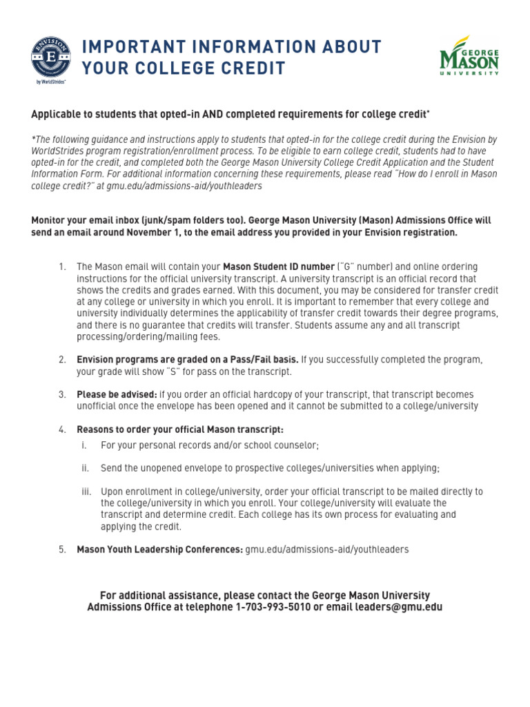 George Mason University College Credit Application | PDF | Finance ...