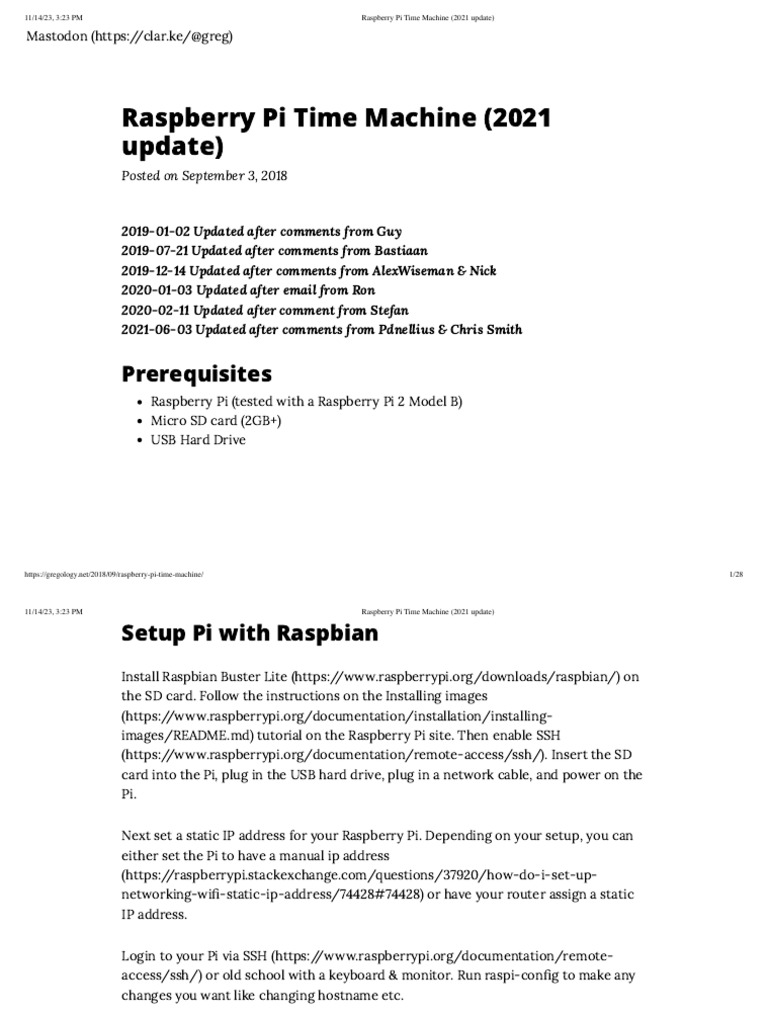 Raspberry Pi Time Machine (2021 Update) | PDF | Computing | Operating System Technology